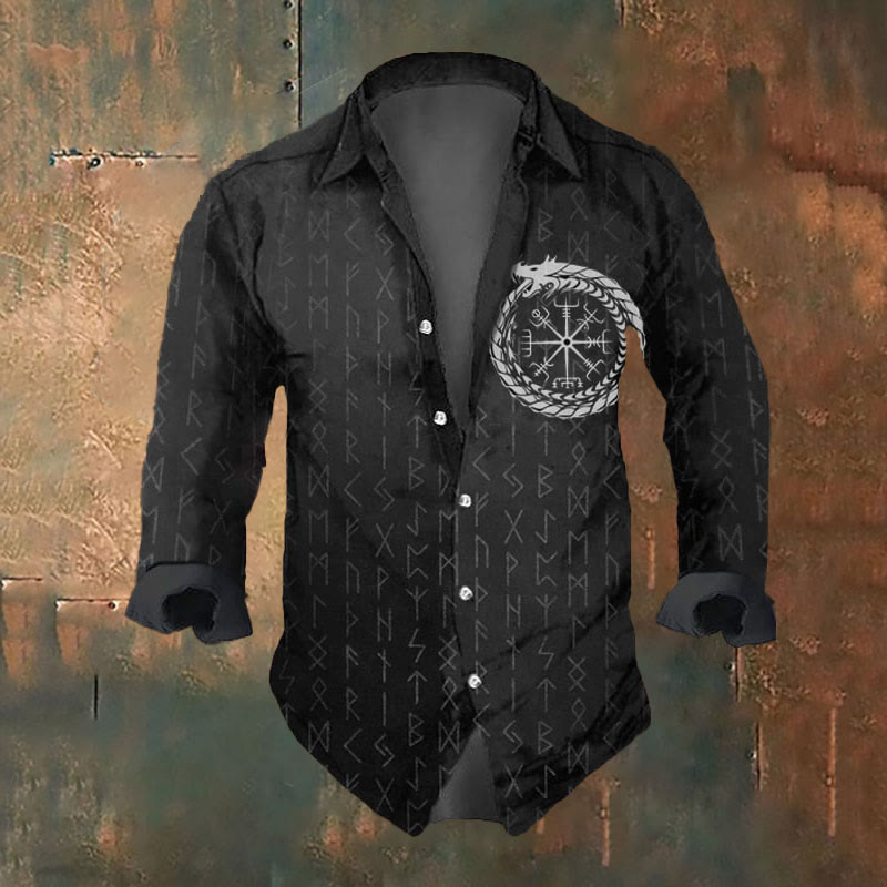 WorldNorse Viking Vegvisir Jormungandr Rune Long Sleeve Shirt – uk ...